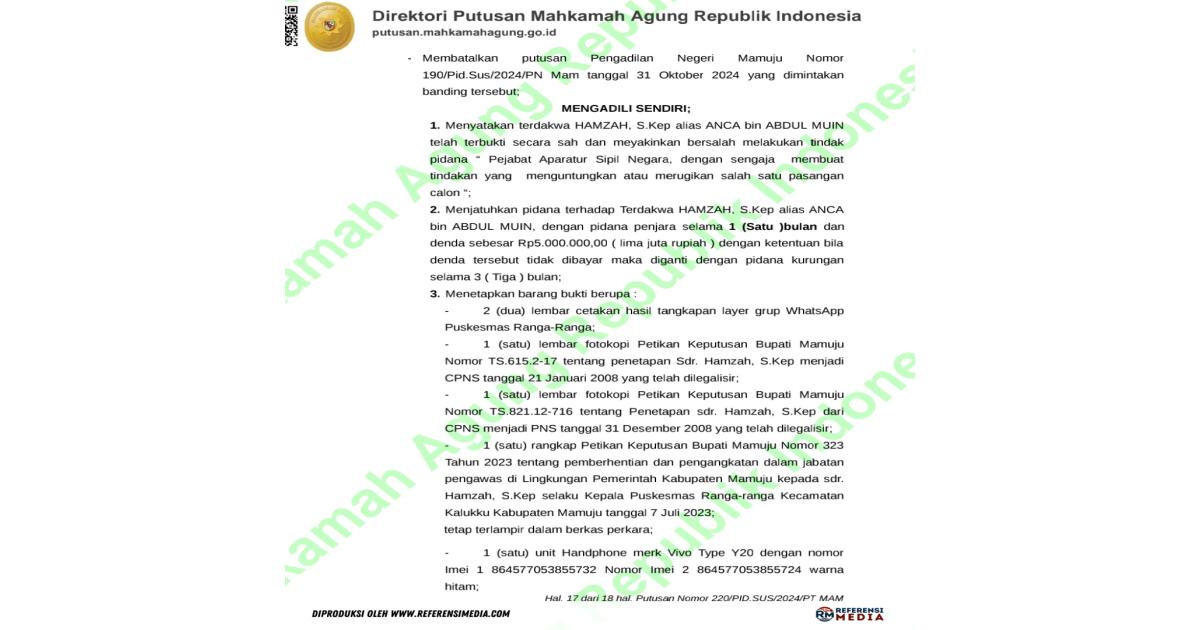 Terlibat Politik Praktis, Kapus Ranga-ranga Divonis Satu Bulan Penjara ...